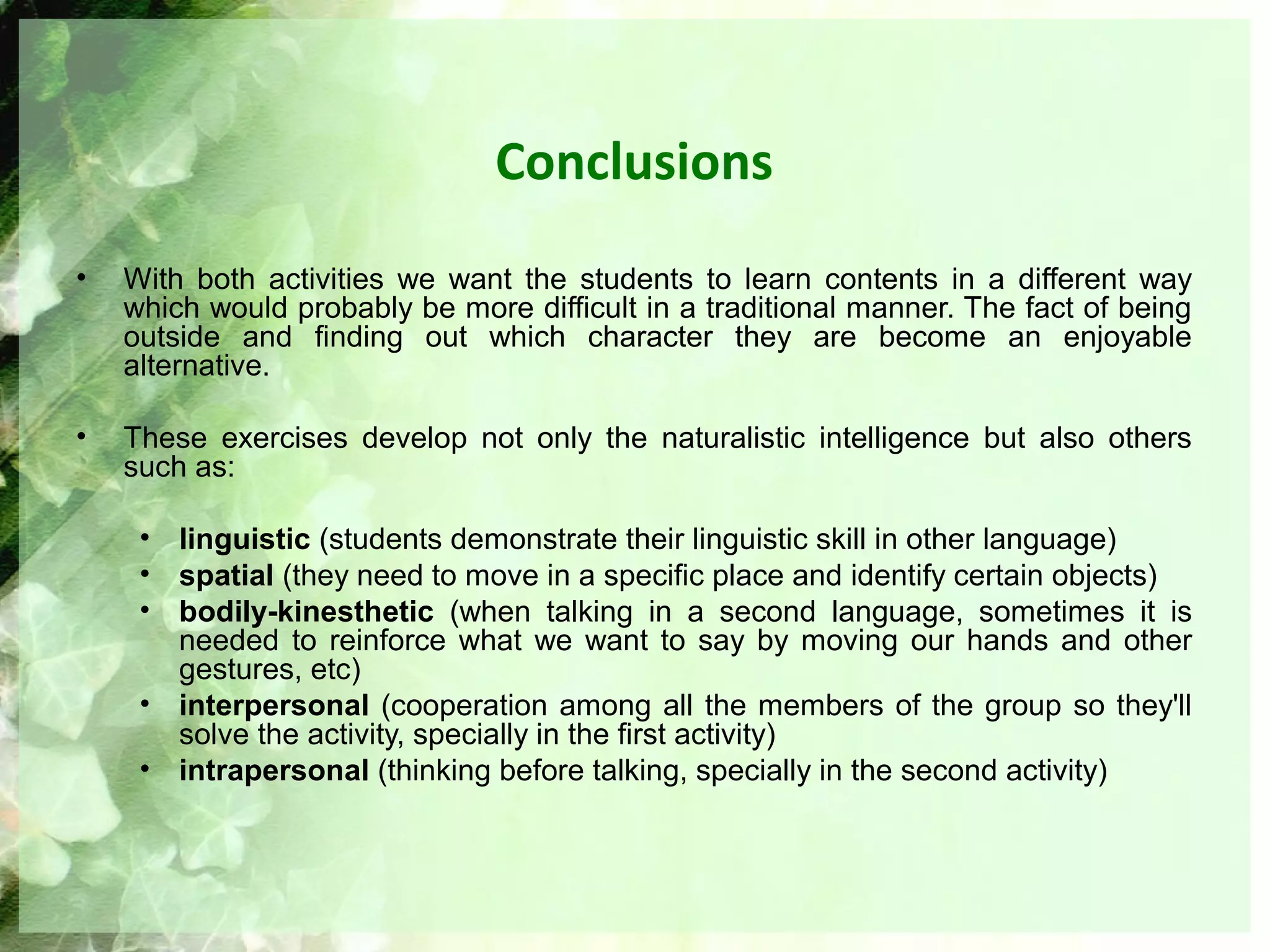 Naturalistic intelligence | PPT
