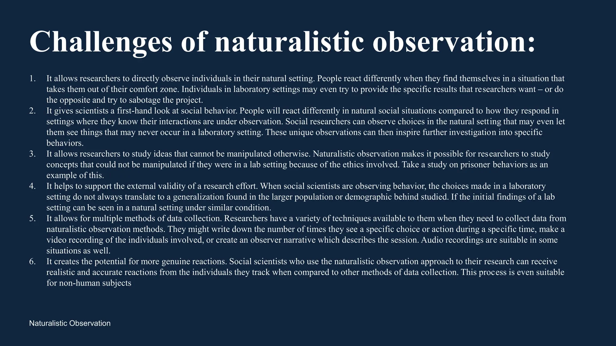 Naturalistic Observation Pesentationpptx Biological Sciences Science
