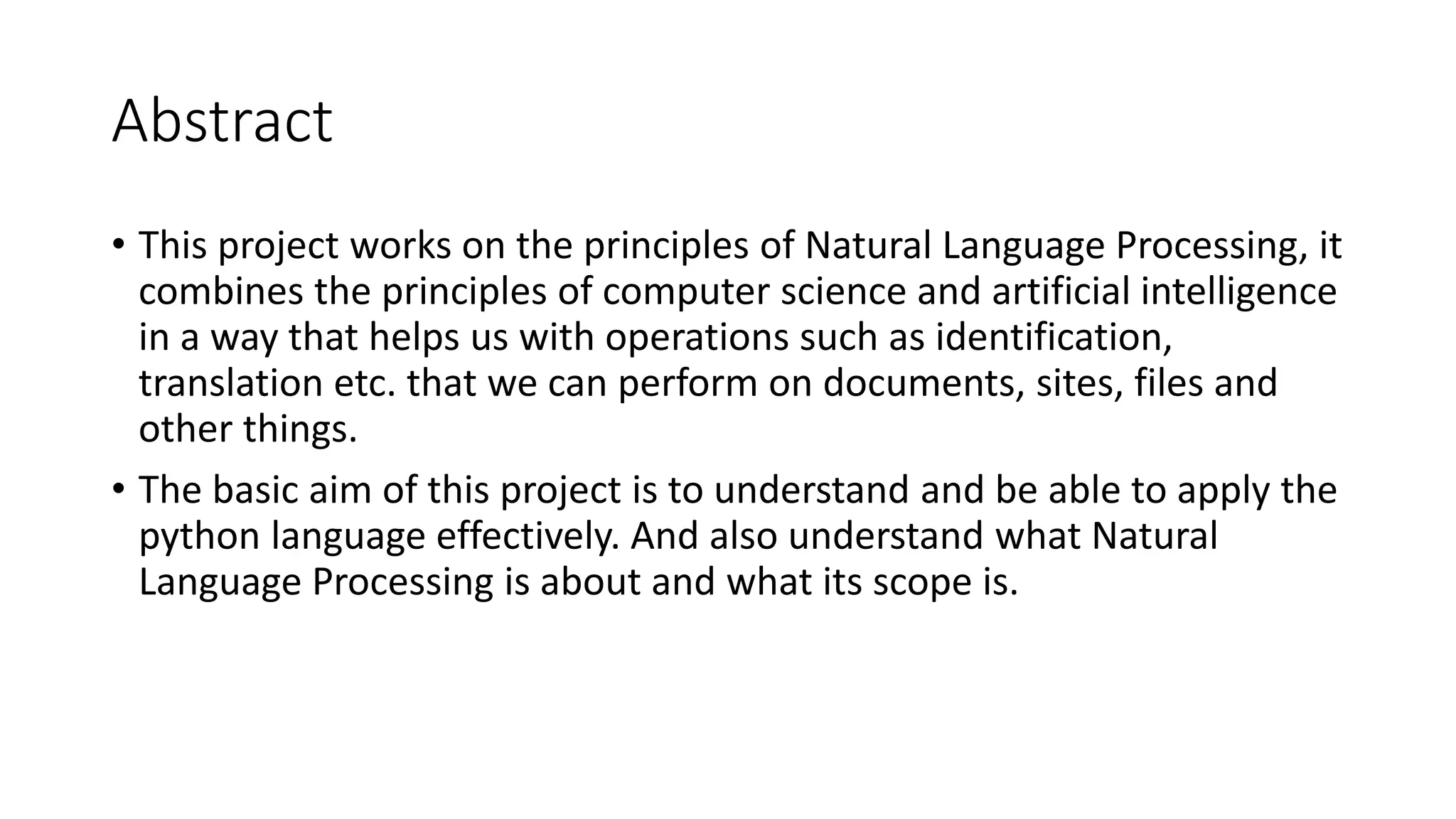 Natural language identification | PPTX