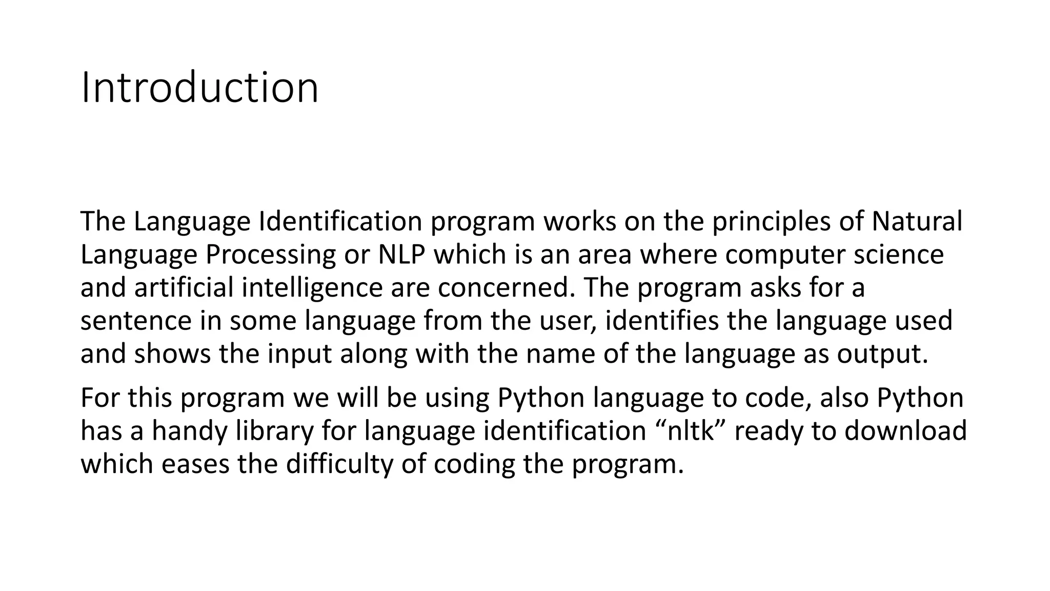 Natural language identification | PPTX
