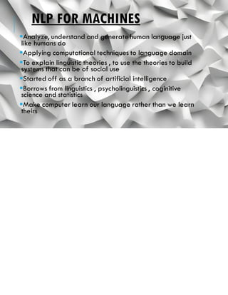 Natural language processing ppt for engineering | PDF