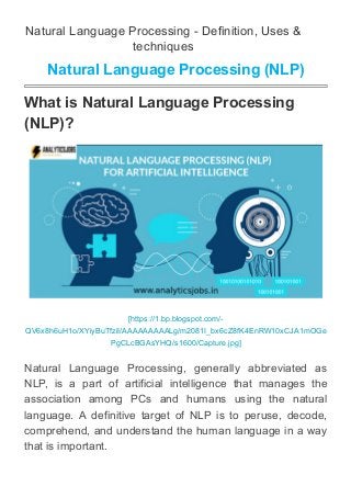 Natural language processing - Definition, uses & techniques