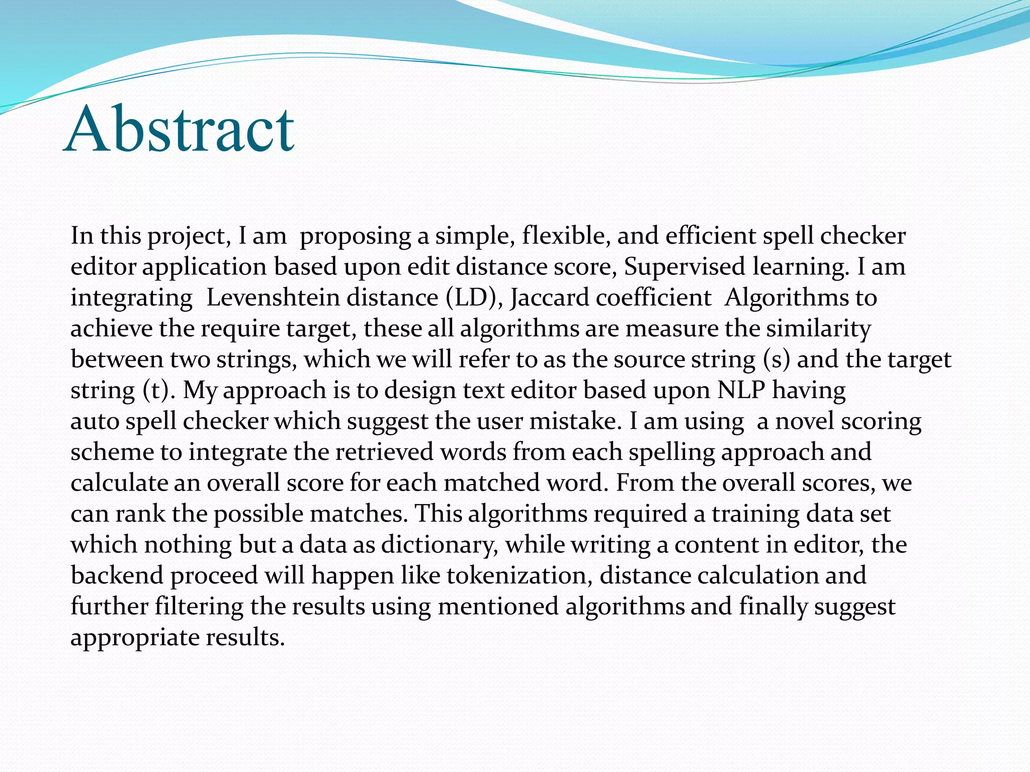 Spell checker using Natural language processing | PPTX