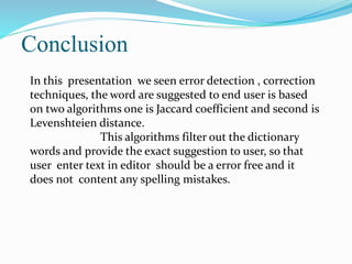 Spell checker using Natural language processing | PPTX