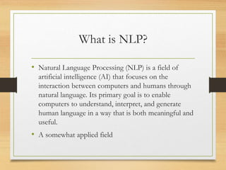 introduction to natural language processing(NLP).ppt | Artificial ...