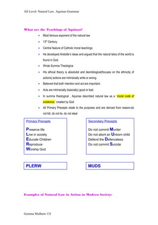 Natural law revision notes | DOC