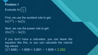 Natural Logarithmic Functions, Logarithmic Function_Differentiation and ...