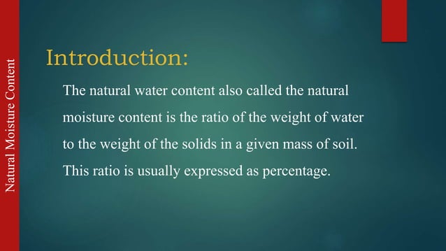 Natural moisture content | PPT