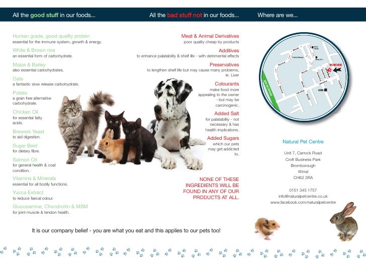 Natural pet centre leaflet