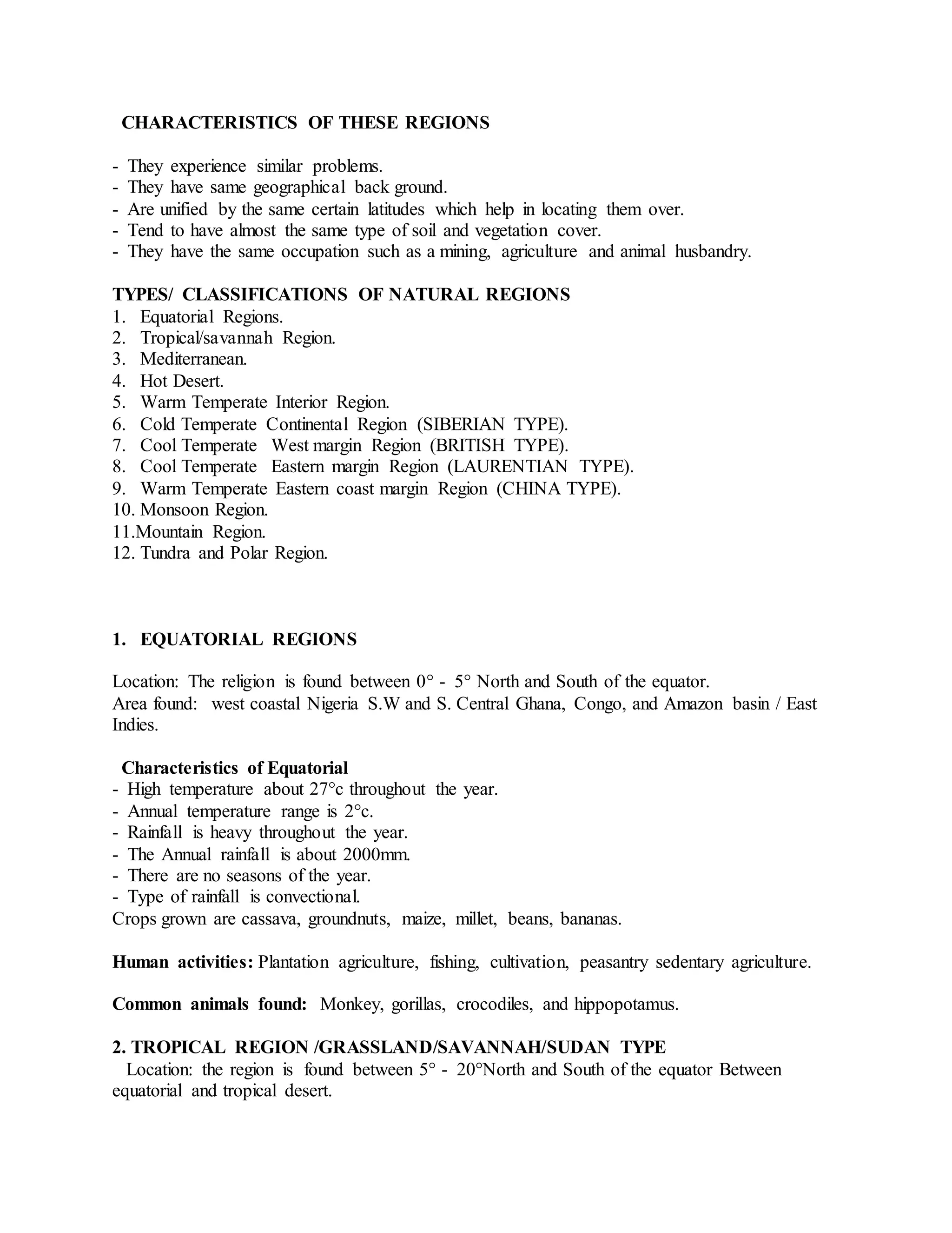 Natural regions of the world | DOCX