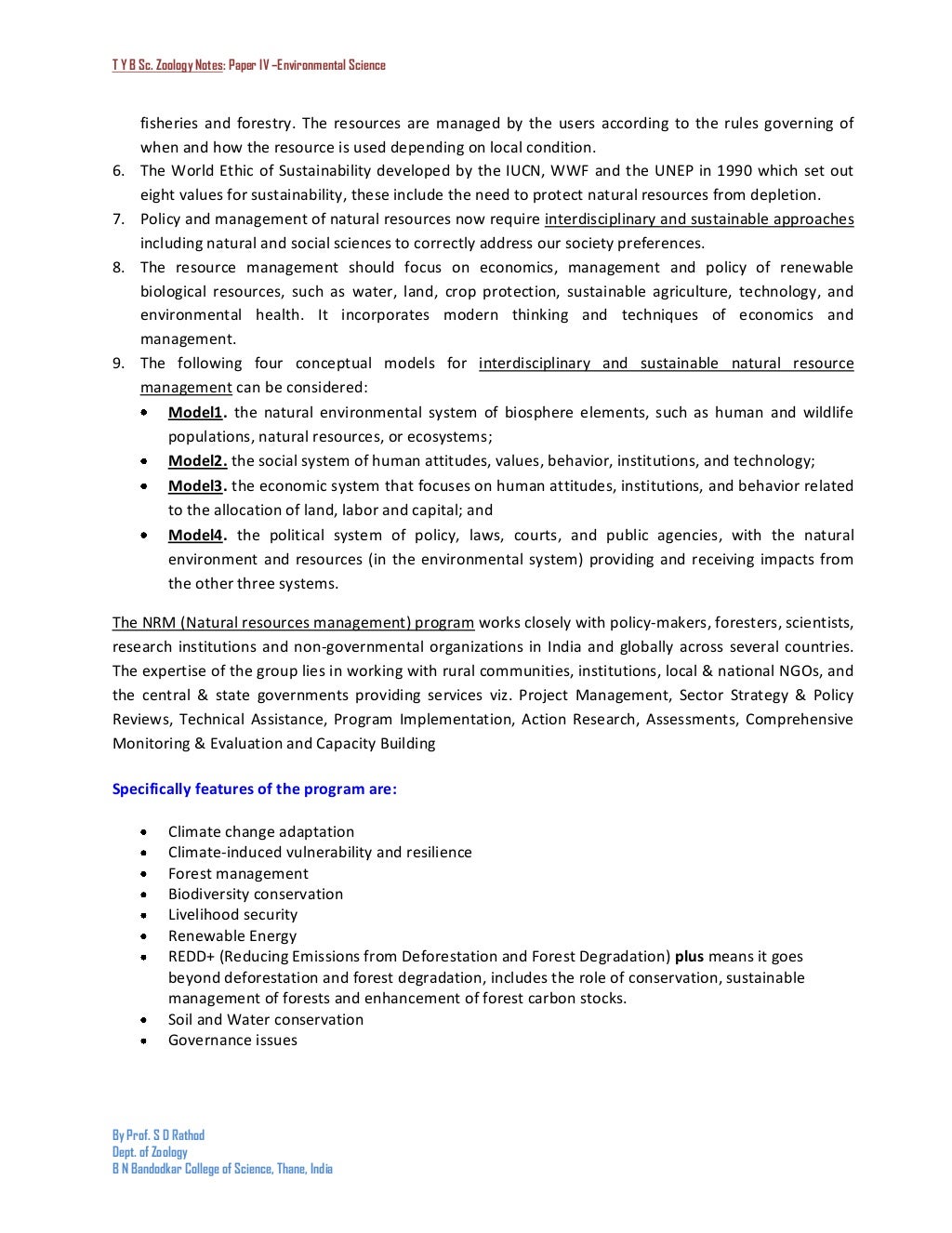 Environmental Science: Natural resources and their management sudeshr…