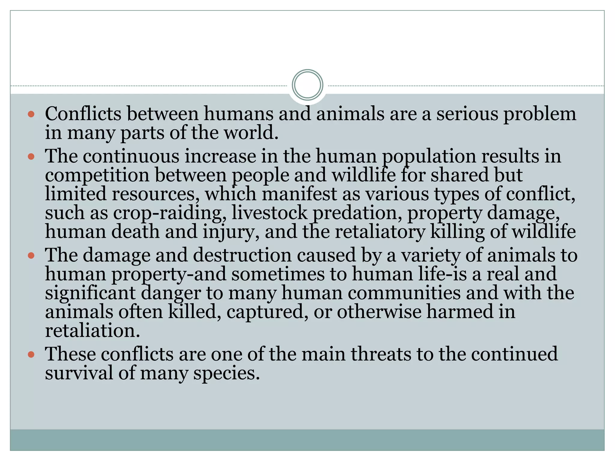 Natural resources conservation and human wildlife conflict | PPT