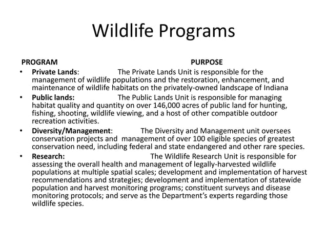 Indiana DNR Natural Resources Conservation Programs - Sustainable ...