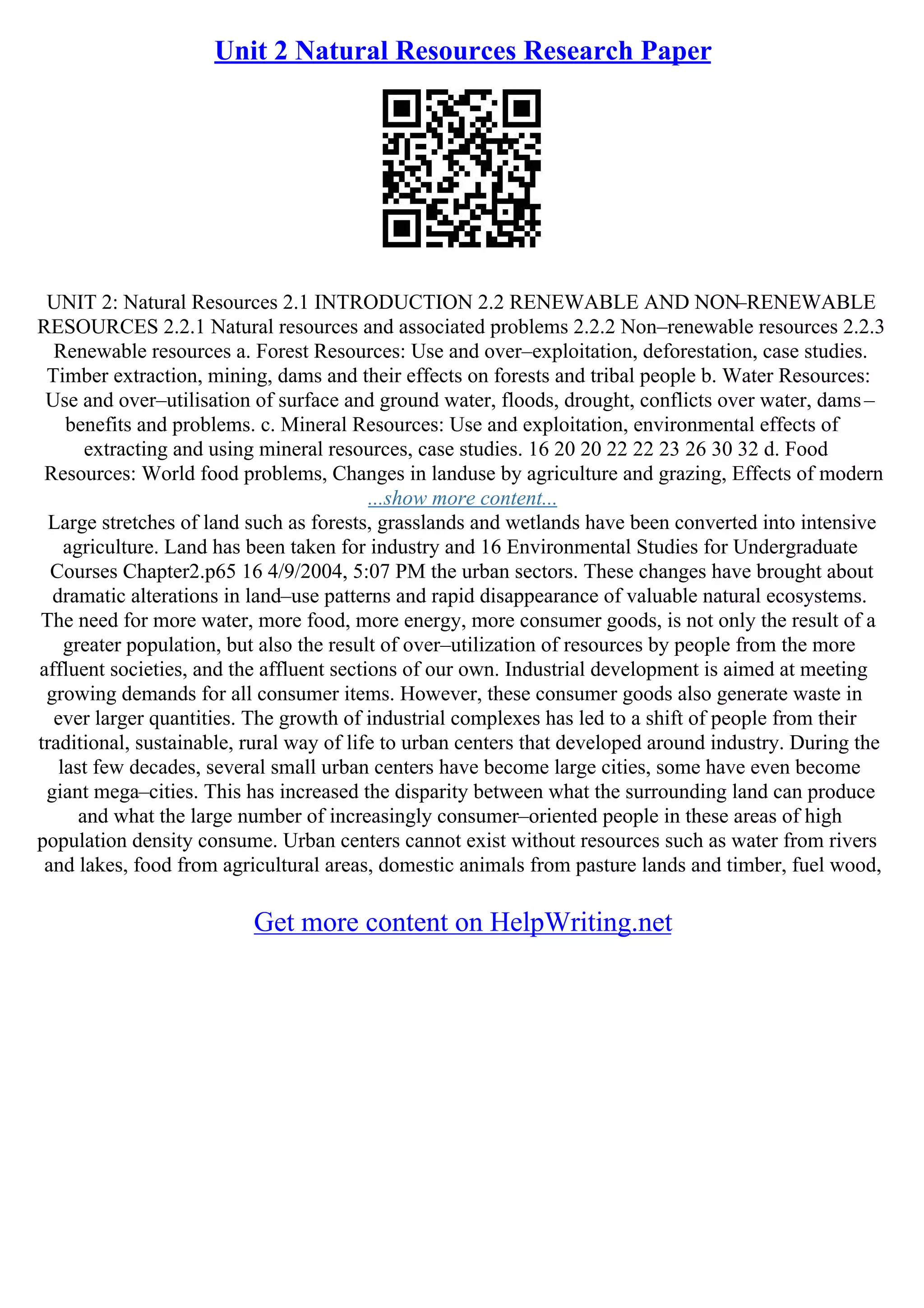 Natural Resources Essay | PDF