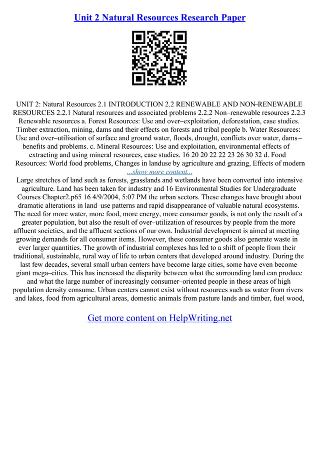 Natural Resources Essay | PDF