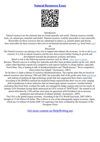Natural Resources Essay | PDF