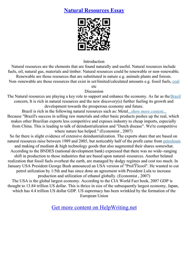 Natural Resources Essay | PDF
