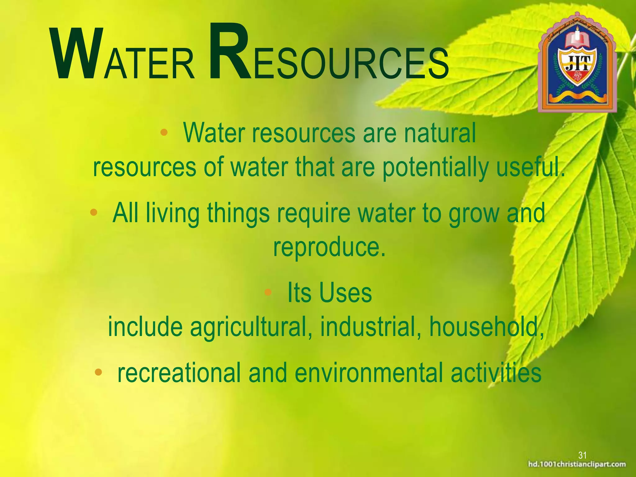 Natural resources types and its uses. | PPTX