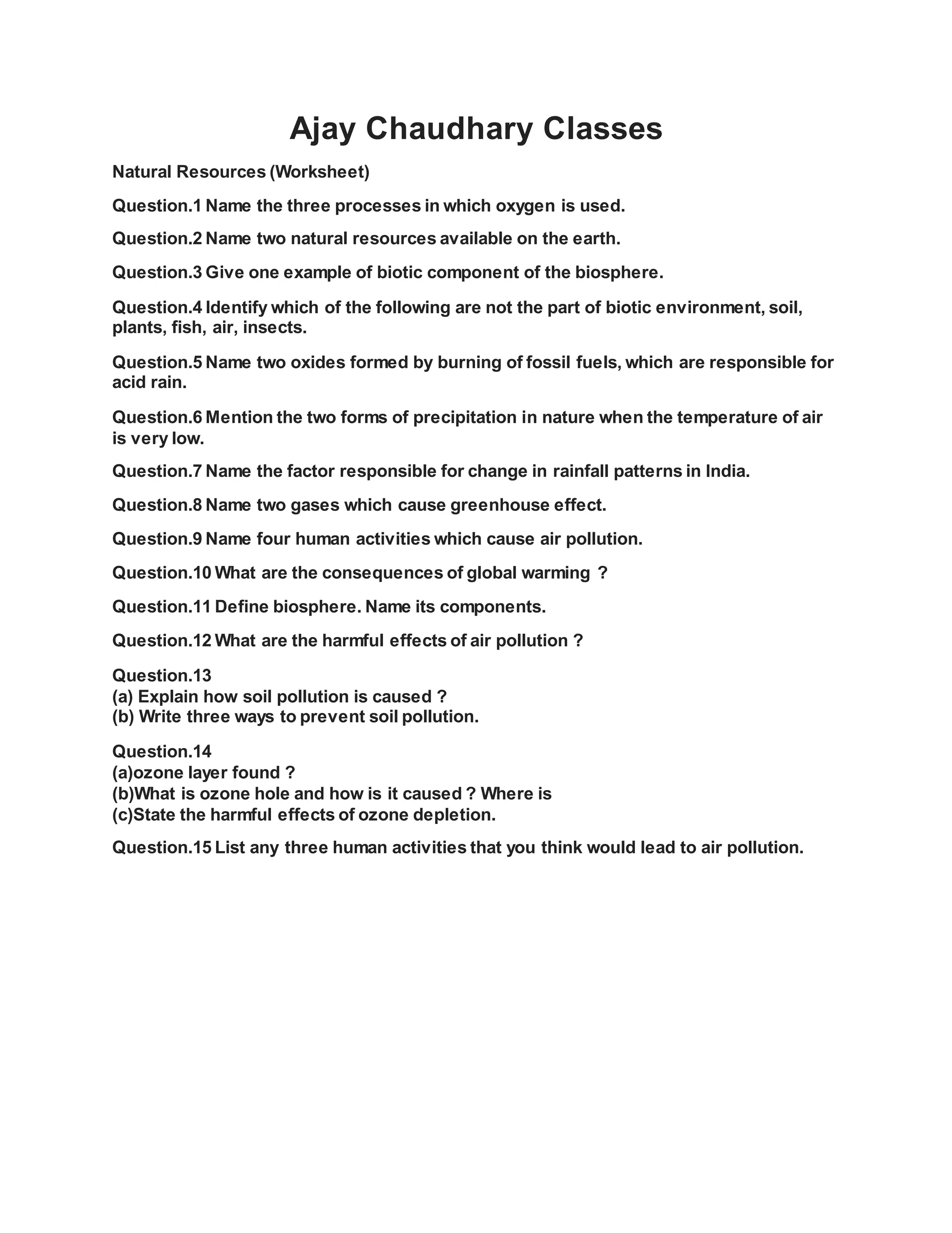 Natural resources(worksheet) | DOCX