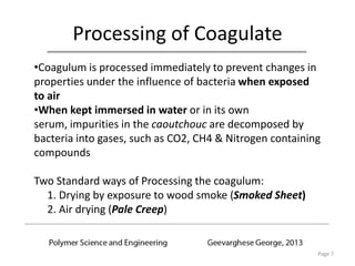 Natural Rubber - Sources, Coagulation & Processing of Coagulate ...