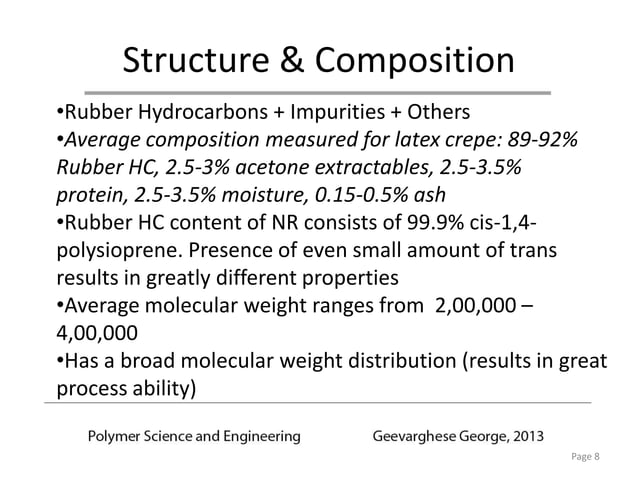 Natural Rubber - Sources, Coagulation & Processing of Coagulate ...