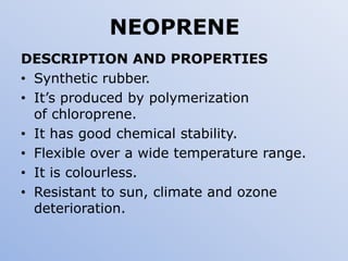 Natural rubber, synthetic rubber and neoprene rubber | PPTX