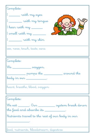 Natural science 2_unit_1_how_my_body_works_worksheet | PDF