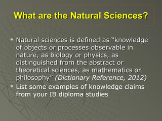 Natural sciences 2017 18 | PPT