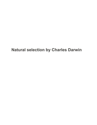 Natural selection by charles darwin sample paper - essay | PDF