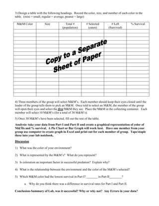 Natural selection m&m lab | DOCX