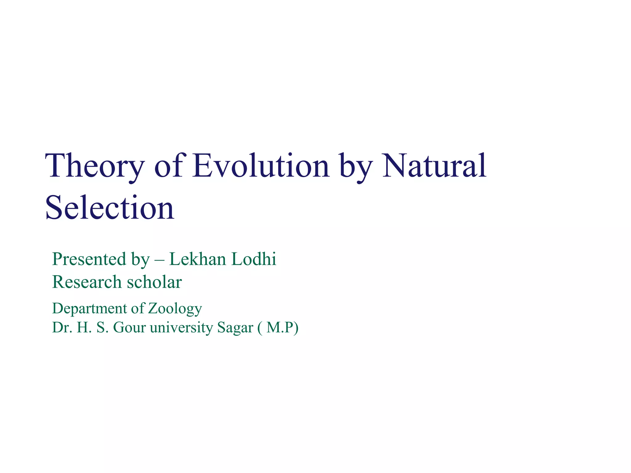 Theory of evolution by natural selection | PPTX | Biological Sciences ...