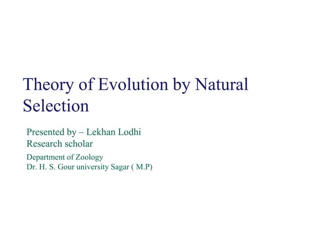 Theory of evolution by natural selection | PPTX | Biological Sciences ...