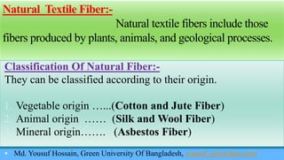 Natural textile fibers (Cotton, Jute, Silk, Wool) | PDF