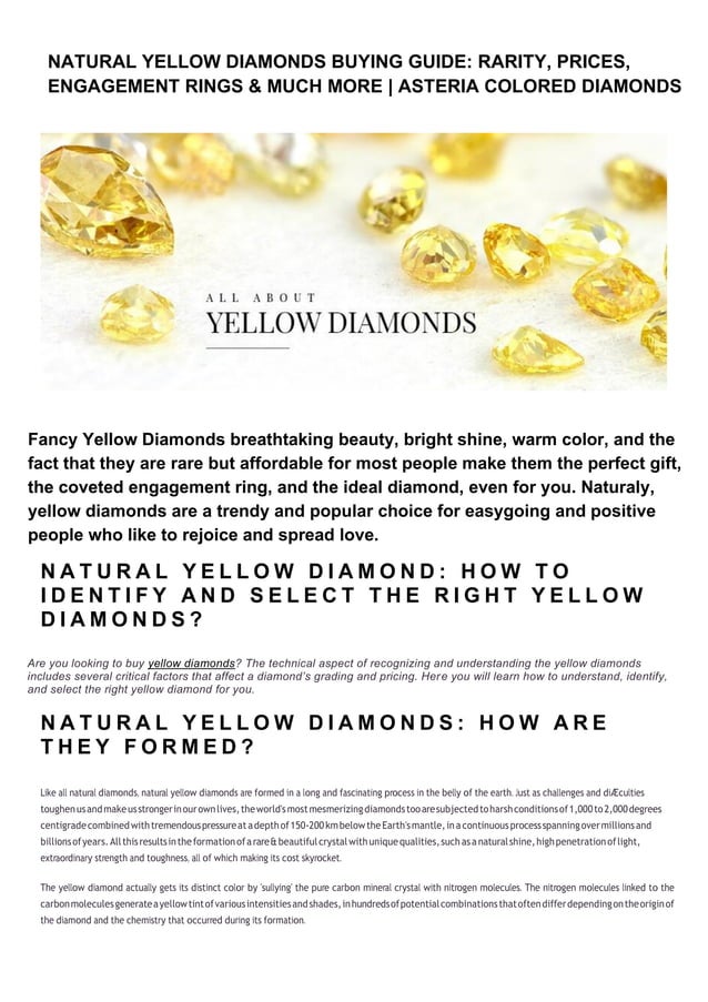 NATURAL YELLOW DIAMONDS BUYING GUIDE: RARITY, PRICES, ENGAGEMENT RINGS ...