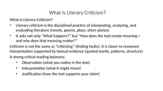 Comprehensive Guide to Literary Criticism for Year 11 Students | PPTX