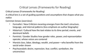 Comprehensive Guide to Literary Criticism for Year 11 Students | PPTX