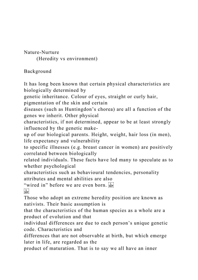 Nature-Nurture (Heredity vs environment) Backgro.docx