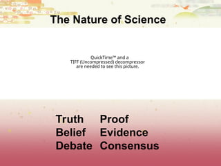 The nature of science refers to science as a process of learning and ...
