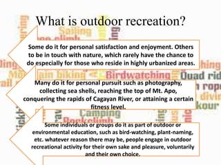 Nature and background of outdoor recreation | PPTX