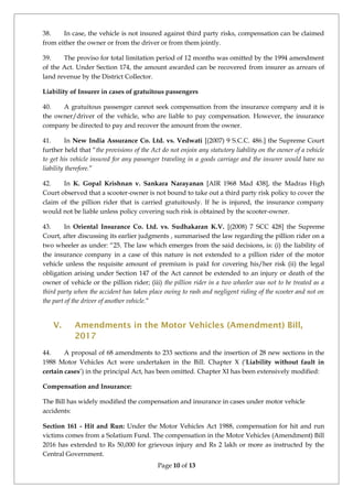 Nature and extent of insurer's liability under motor vehicles act 1988 ...
