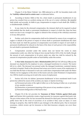 Nature and extent of insurer's liability under motor vehicles act 1988 ...