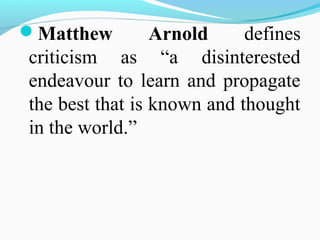 Nature and function of criticism | PPT