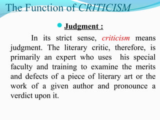 Nature and function of criticism | PPT