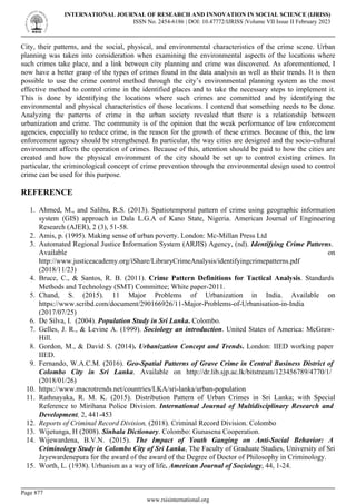 Nature and Patterns of Urban Crimes With Special Reference to Colombo ...