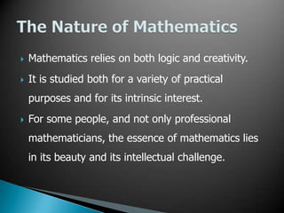 Nature and principles of teaching and learning math | PPTX