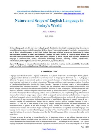 Nature and Scope of English Language in Today's World | PDF