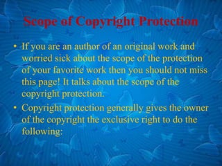 Nature and scope of protection of copyright | PPTX