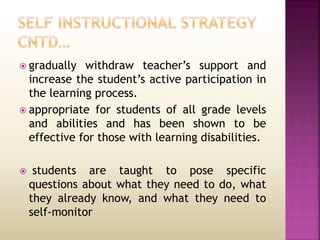 Nature and scope of self instructional strategies | PPTX | Education