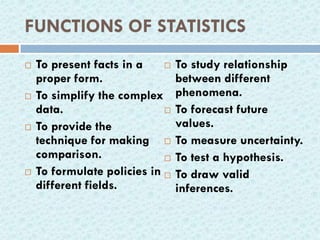 Nature, Scope, Functions and Limitations of Statistics | PDF