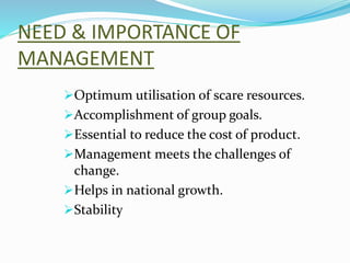Nature and significance of management | PPTX